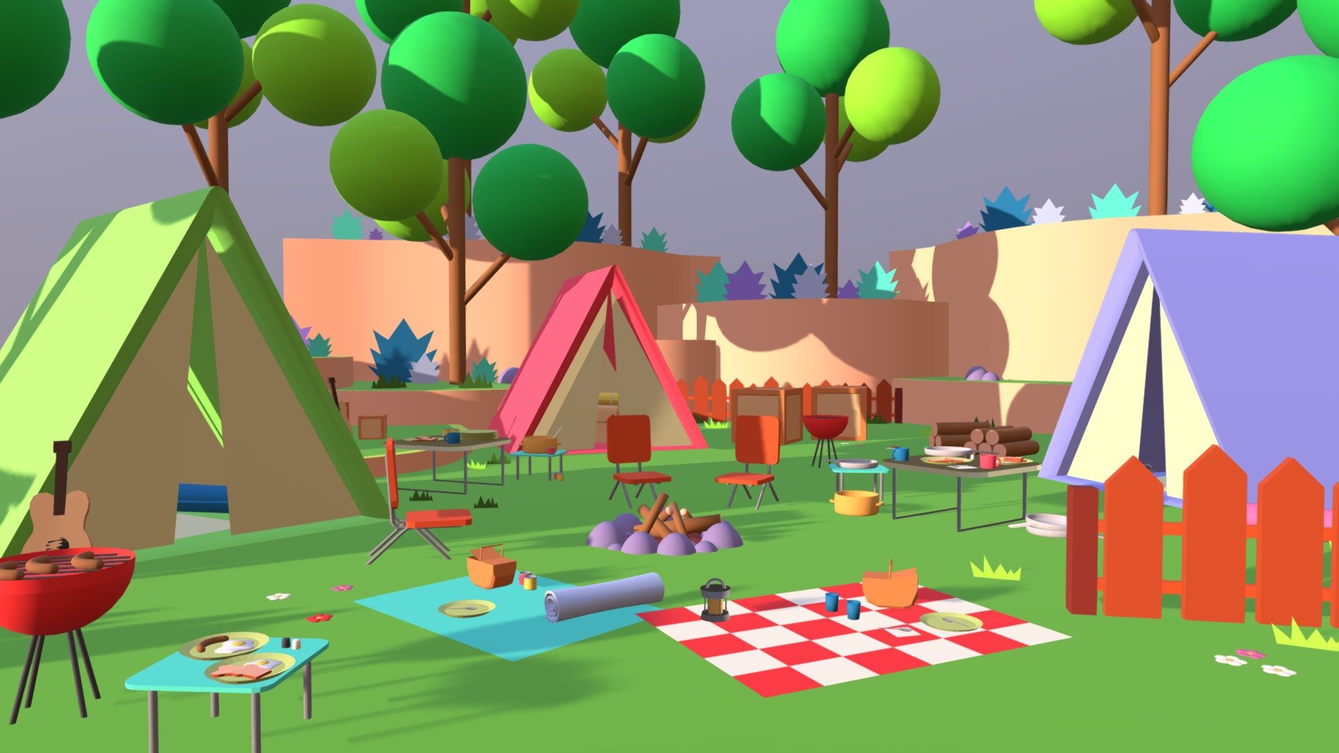 Forest camp scene - 3D model by Mayak001 [13e11e4] - Sketchfab
