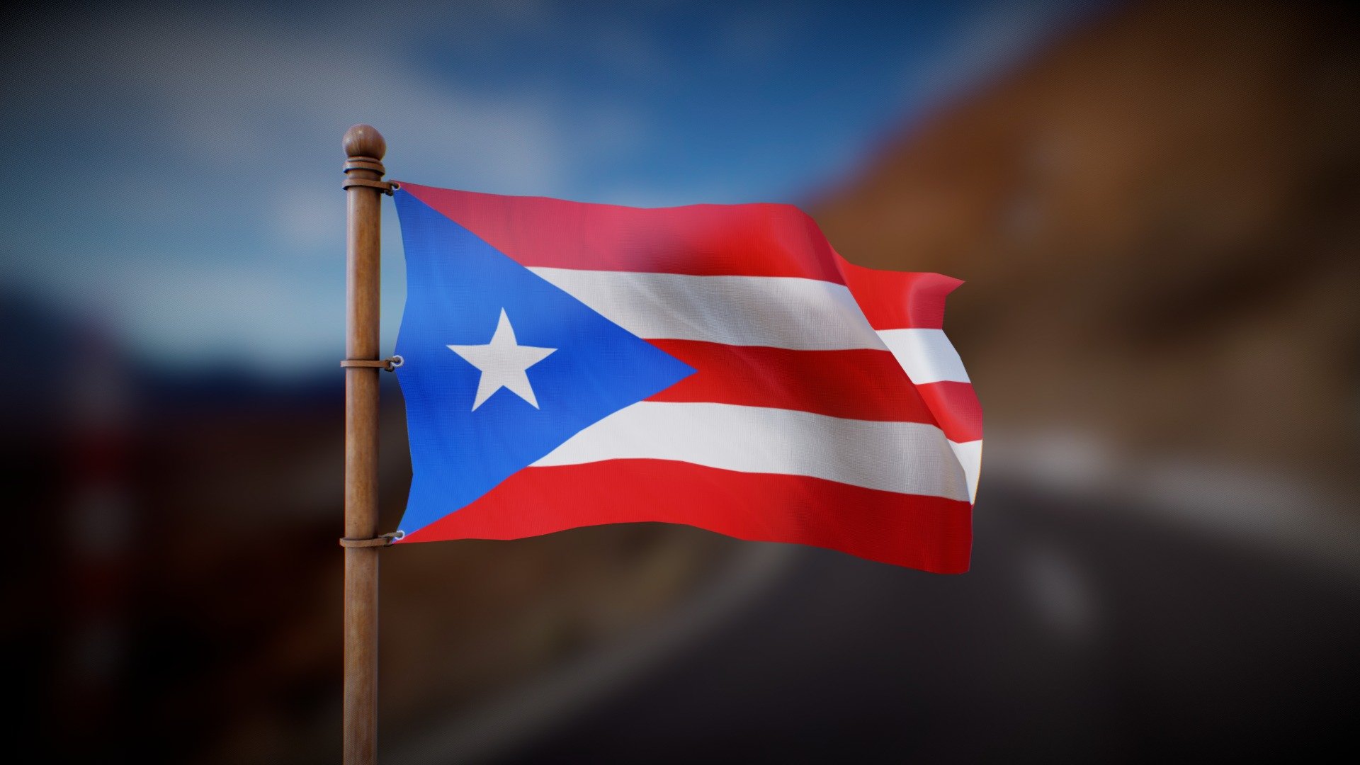 Flag of Puerto Rico - Wind Animated loop - Buy Royalty Free 3D model by ...