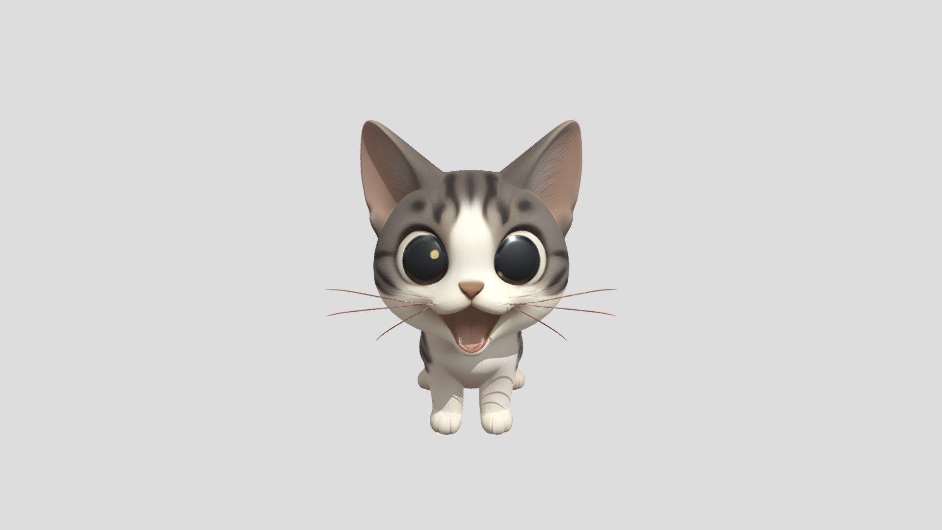 Cute Cartoon Cat - Kawaii Kitten Character - 3D model by Inventive ...