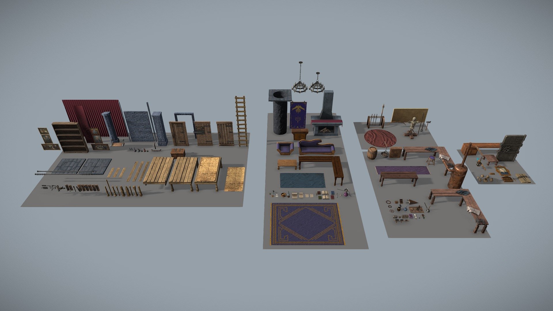 Medieval Low Poly / Modular Interior Assets - Buy Royalty Free 3D model ...