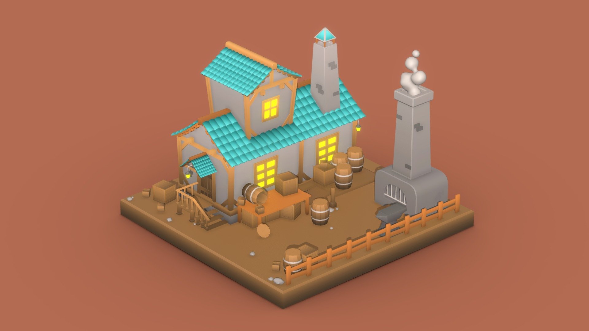 House and Forge - Download Free 3D model by Mora (@MoraAzul) [1413858 ...