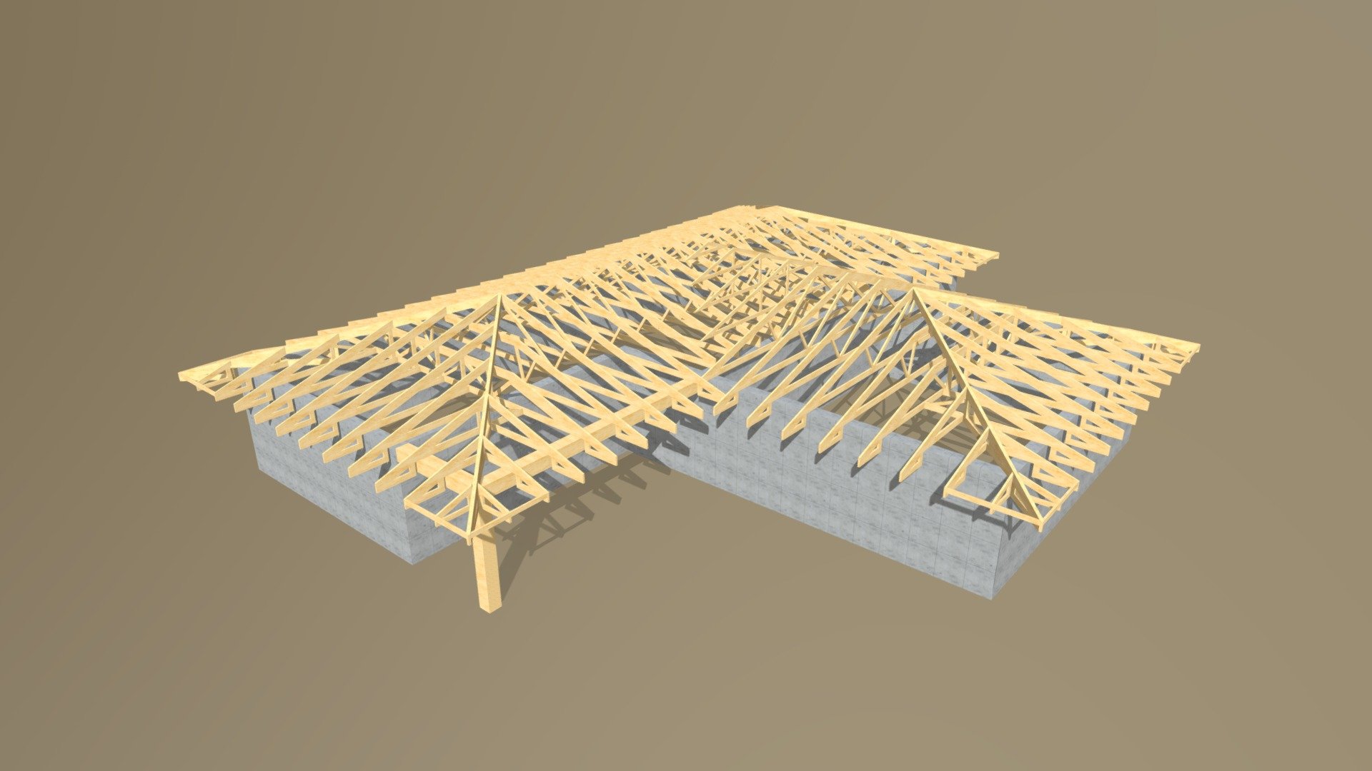 Timber trusses with one column - Download Free 3D model by Freimans ...