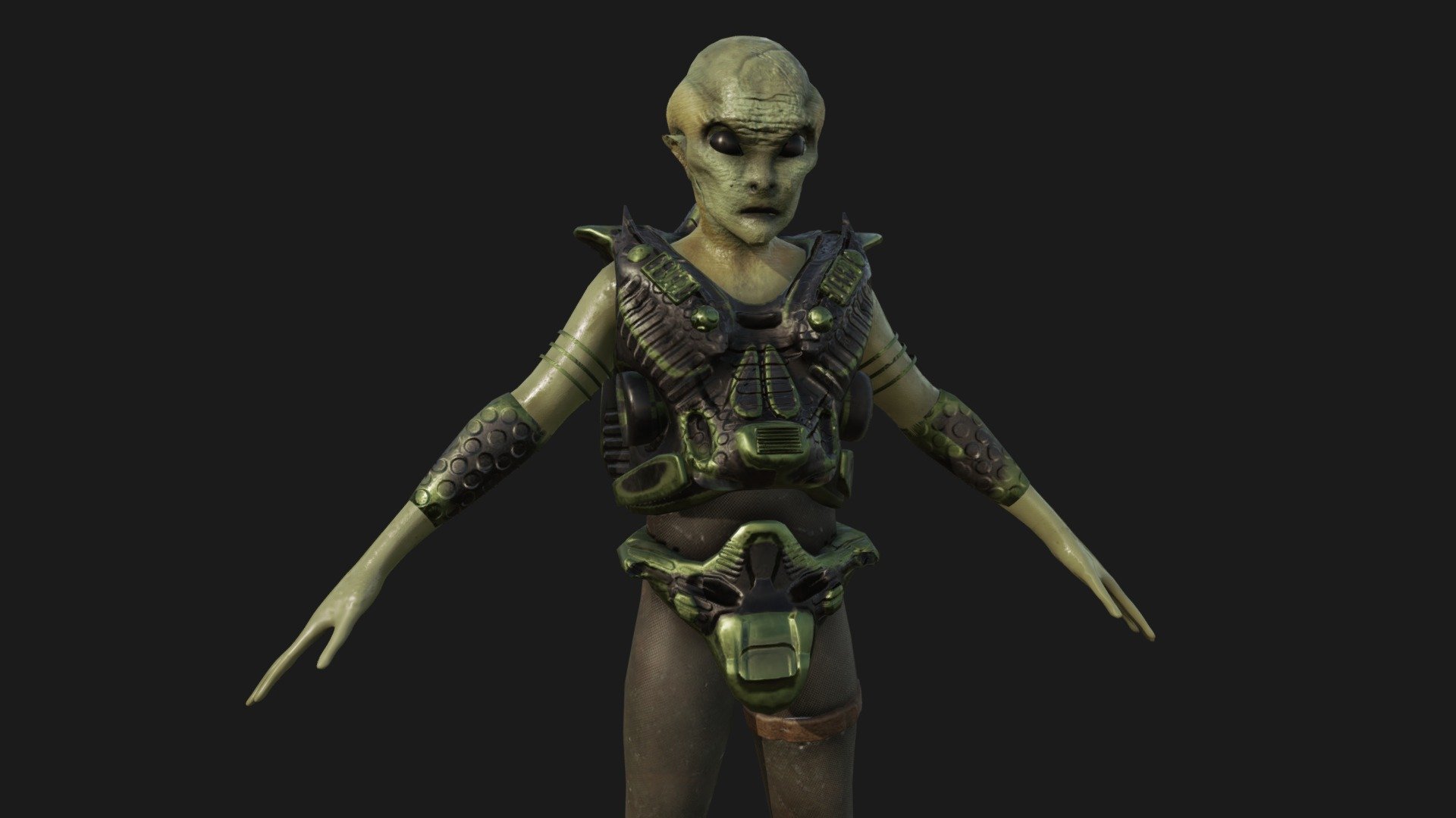 Green Alien Character in A pose - Download Free 3D model by Danial ...