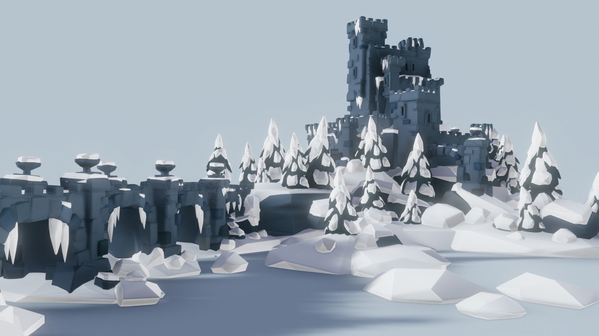 Winter Fortress - 3D model by Joshua Eiten (@joshuu) [1439316] - Sketchfab