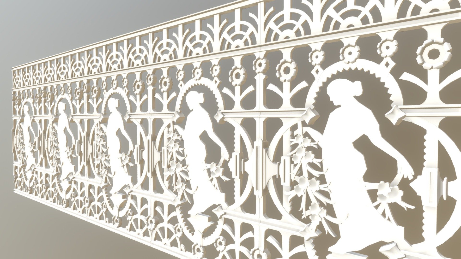 Classic Cast Iron Ornate Vintage Balcony Railing - Buy Royalty Free 3D ...