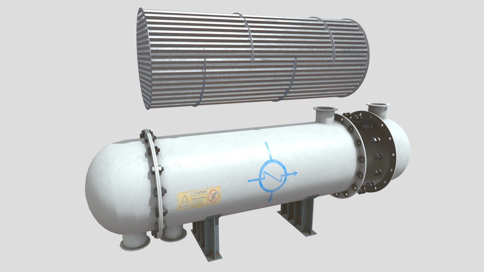 industrial equipment heat exchanger shell tube - Download Free 3D model ...