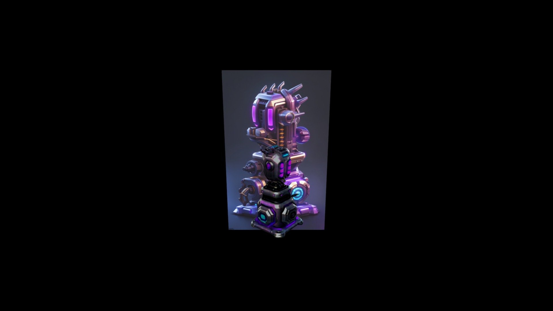 "Purple and Black Steampunk Robot Tower" A ta - Download Free 3D model ...