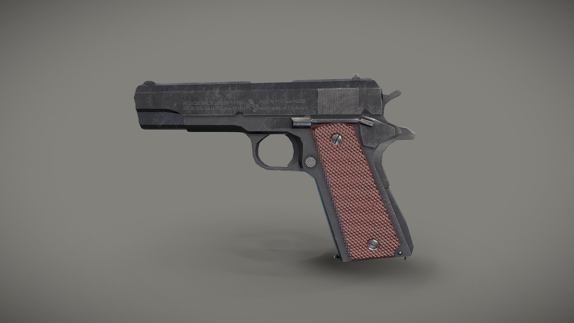 M1911A1 with Realistic Texture - 3D model by Jan_Strydom (@JanStrydom ...