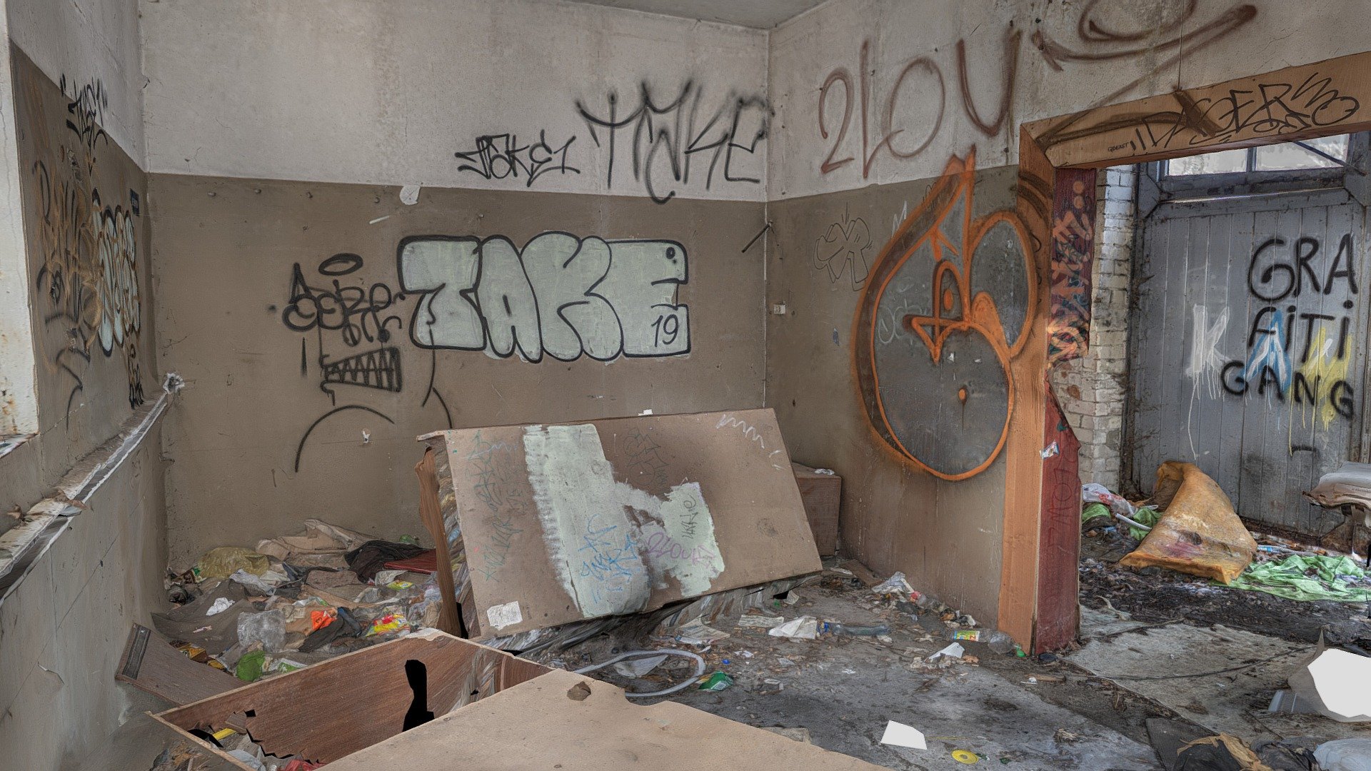 Abandoned Wrecked Room Filled With Debris - Buy Royalty Free 3D model ...