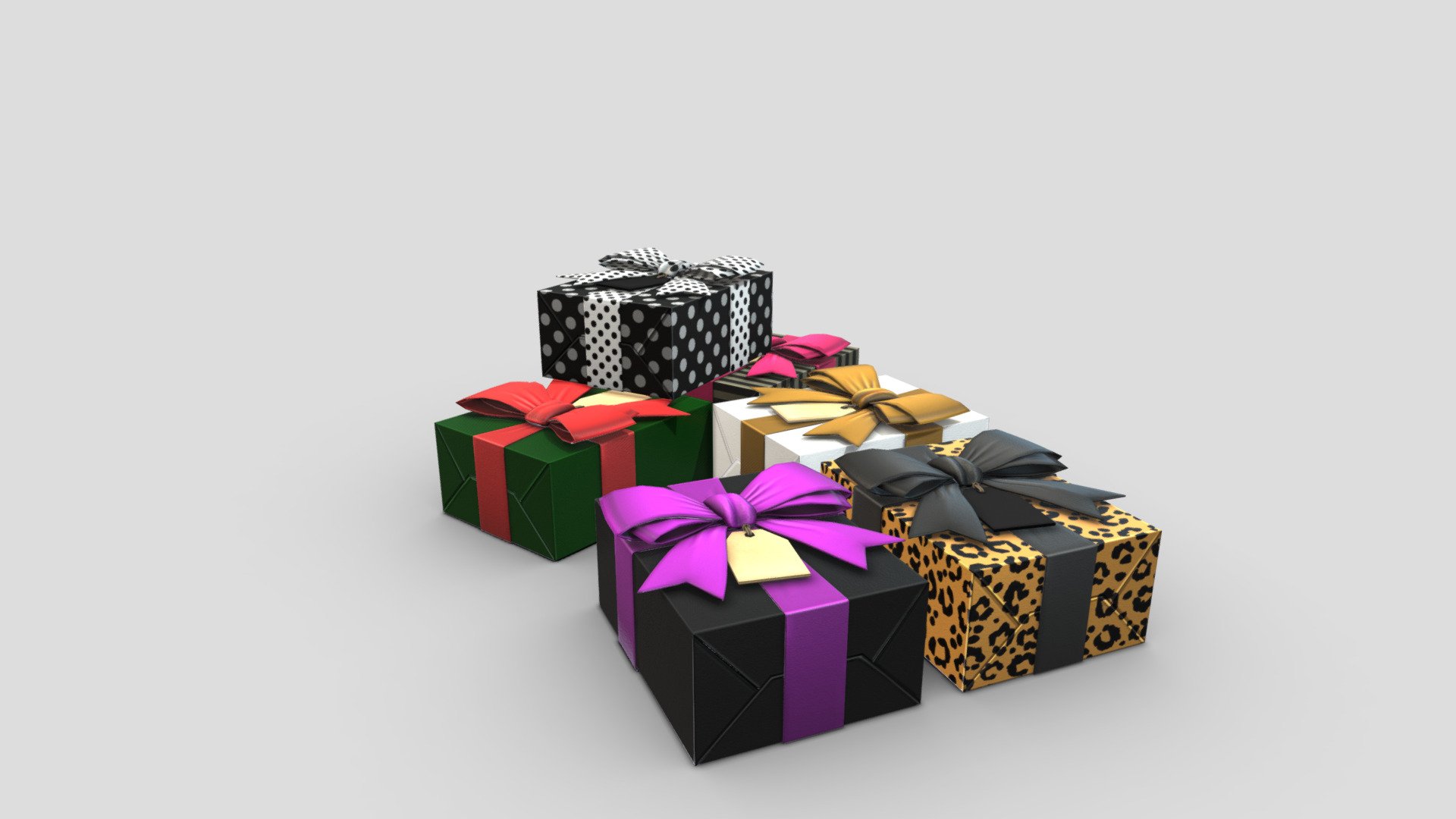 Big Ribbon Gift Boxes - Buy Royalty Free 3D model by 3dia [1496f79 ...