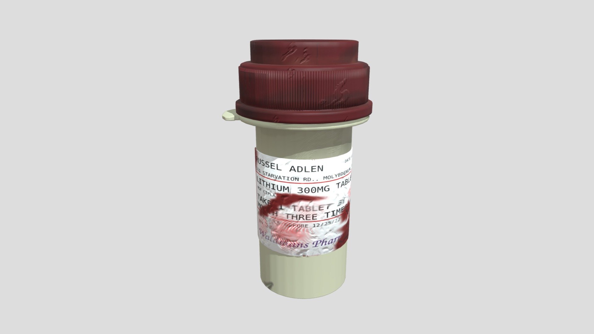 LITHIUM PILL BOTTLE - 3D model by taalongames [149a87e] - Sketchfab