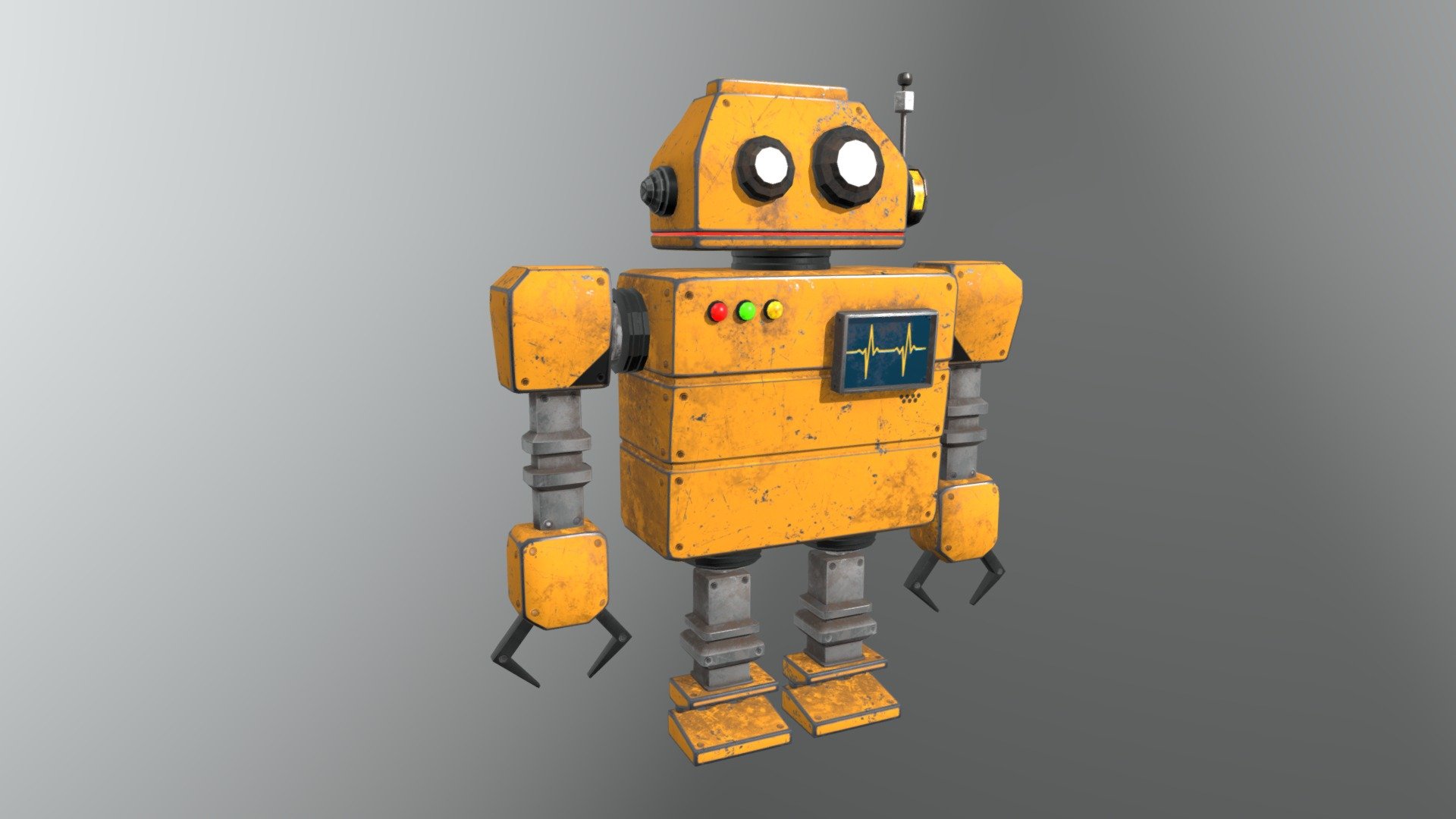 Robot Cute Yellow Low Poly Scifi - Buy Royalty Free 3D model by James ...