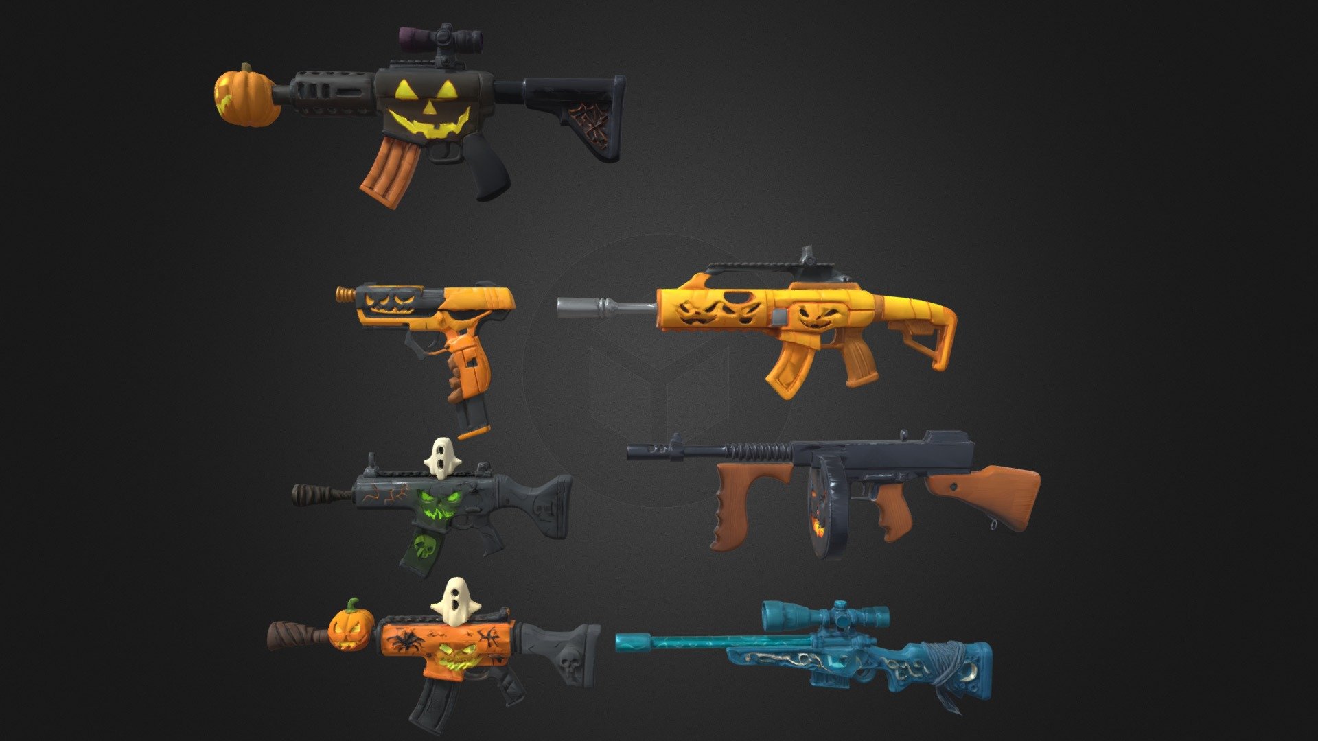 Halloween guns pack - 3D model by yd 3d art (@yd3dart) [14a9b70 ...
