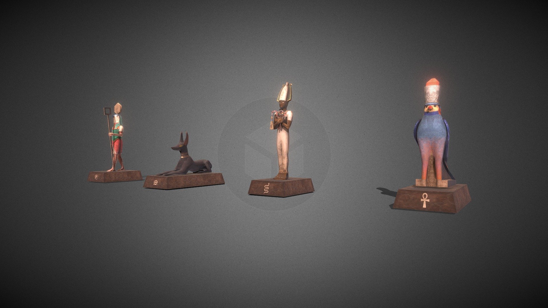 Ancient Egyptian Statues | Escape Room - 3D model by Low Poly Models ...