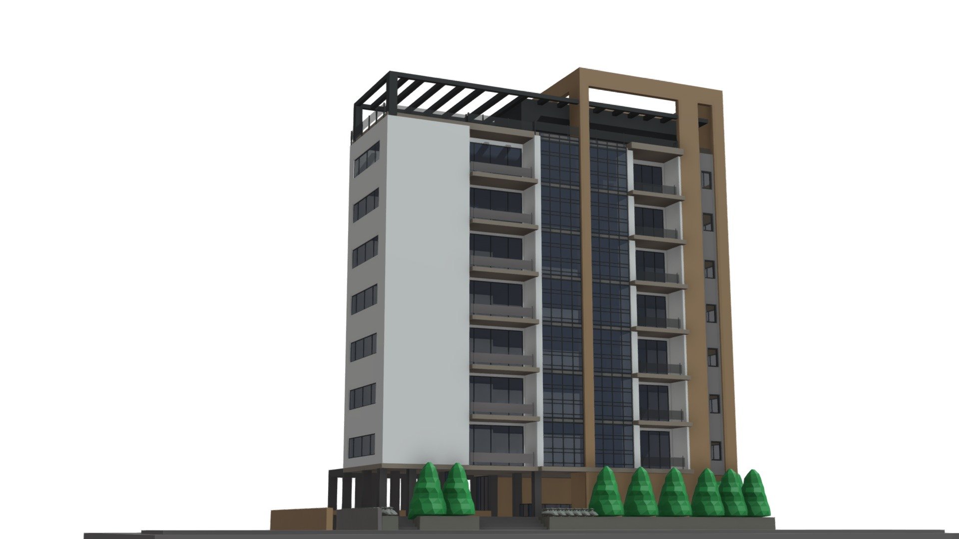 residential complex modern apartment building - Download Free 3D model ...