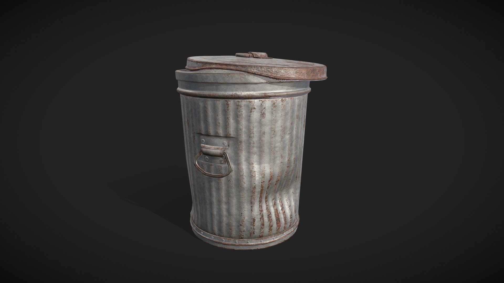 Rusted Metal Trash Can and Lid - 3D model by Zach Mitchell Wood ...