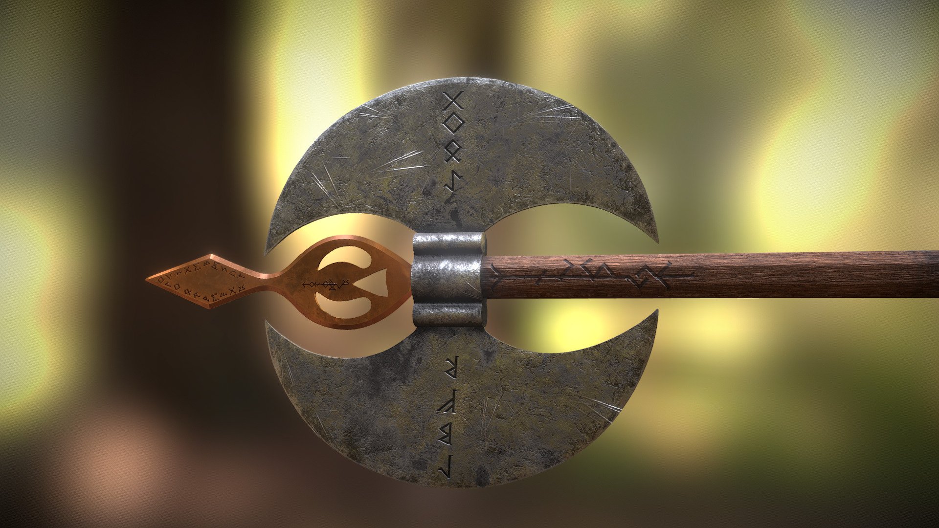 Fantasy Nordic Rune Axe - 3D model by MilkwalkerSays [14dca07] - Sketchfab