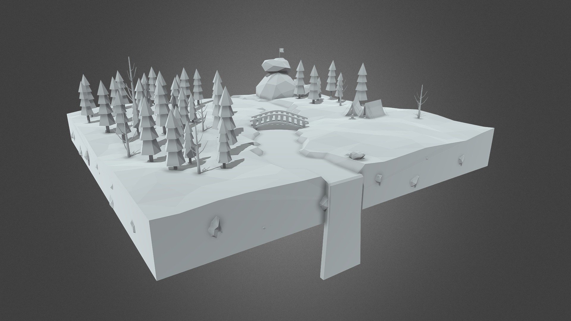 Low Poly Square Island (American Lit Project) - 3D model by Parkyt ...