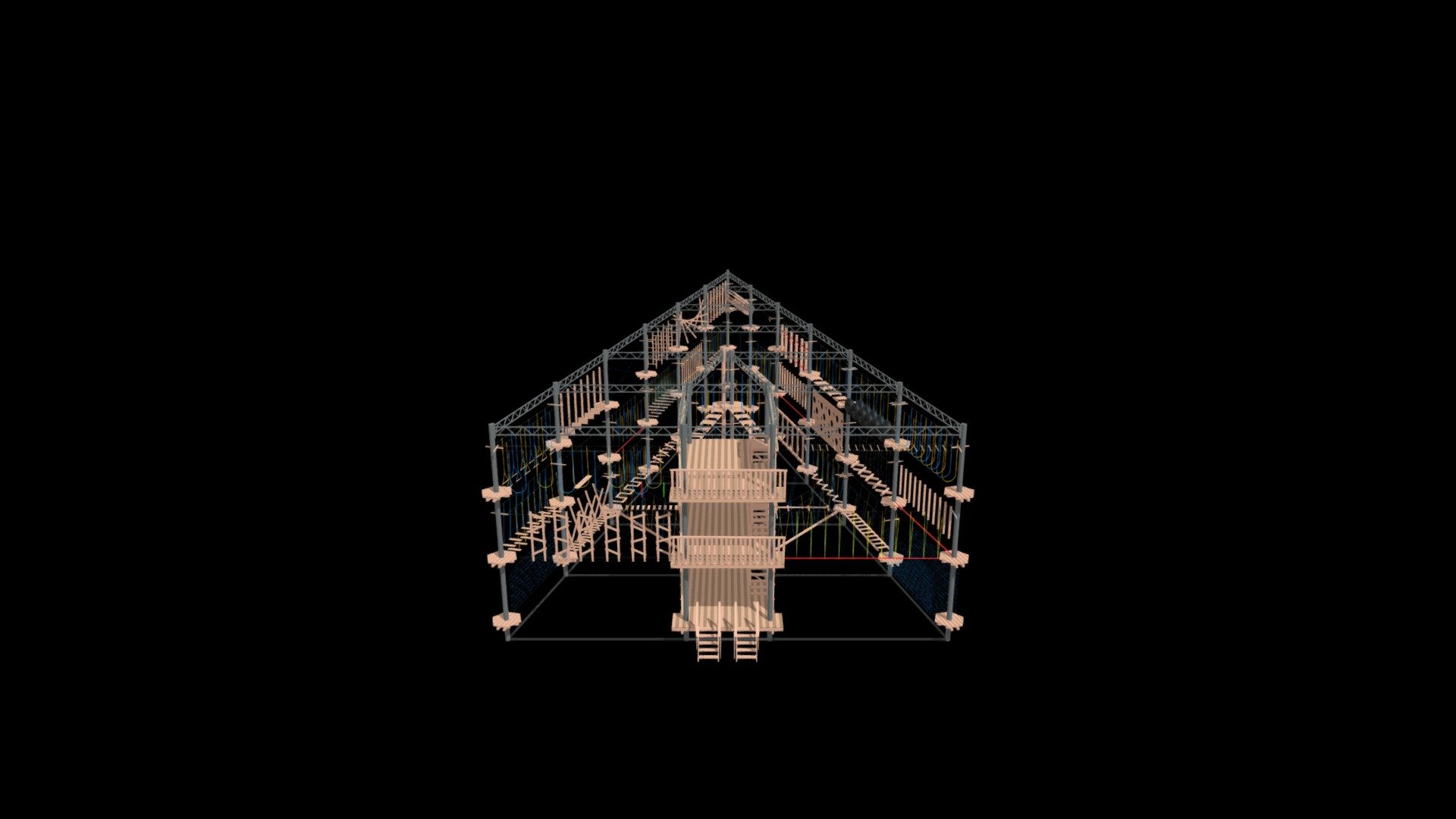 Rope park on piers 38х20m 6 tracks - 3D model by rope.park.ru [14e5893 ...