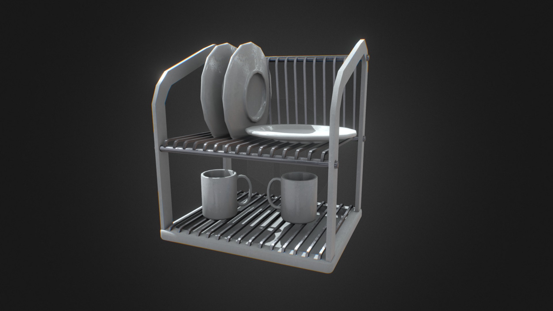 Simple Dishrack - Download Free 3D model by Blender3D [14ed91b] - Sketchfab