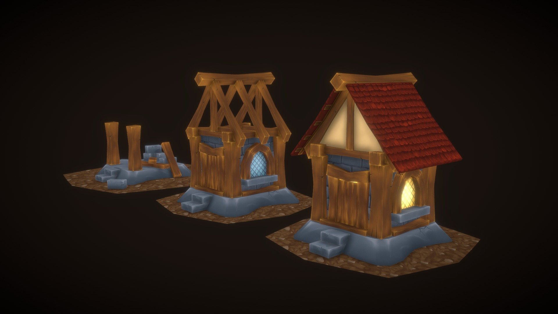 Fantasy RTS House Building Stages - 3D model by Andrew Parker ...
