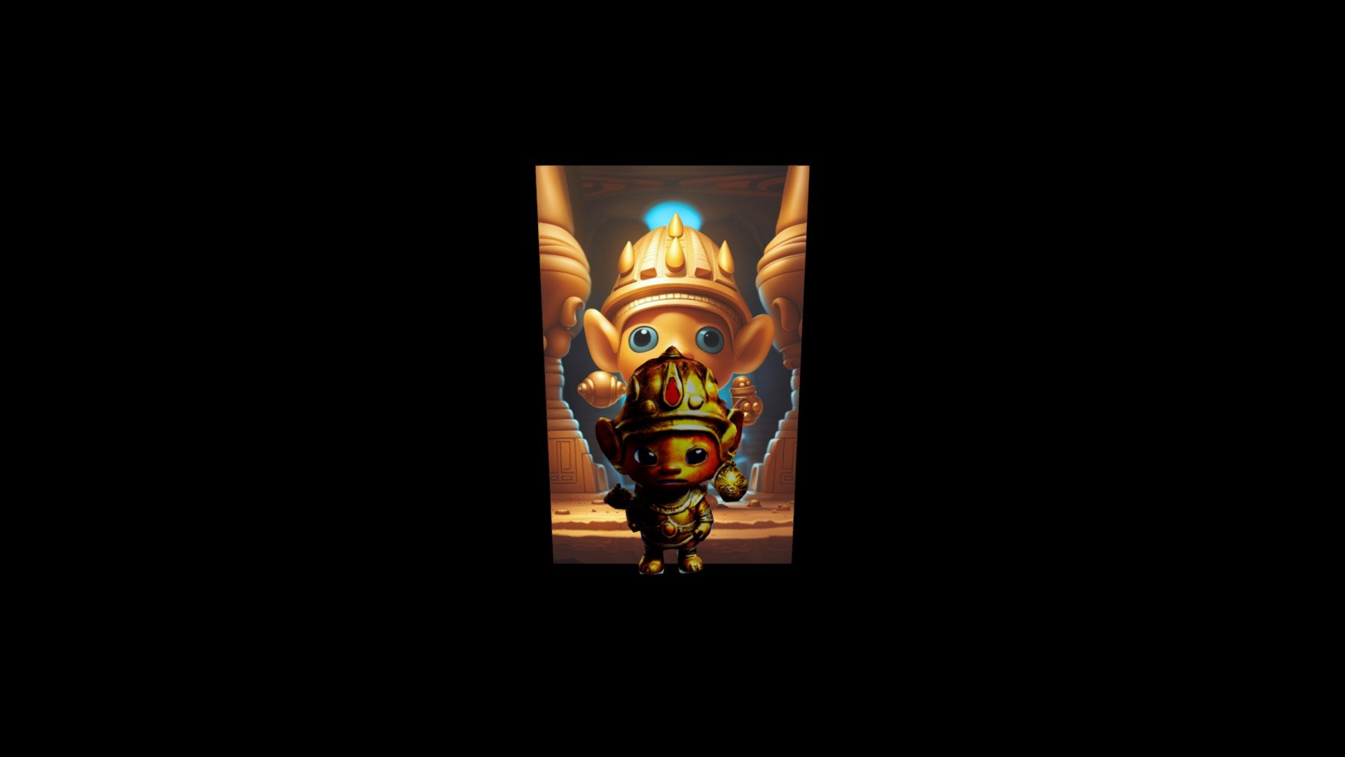 cartoon illustration of a golden elf with a gol - Download Free 3D ...