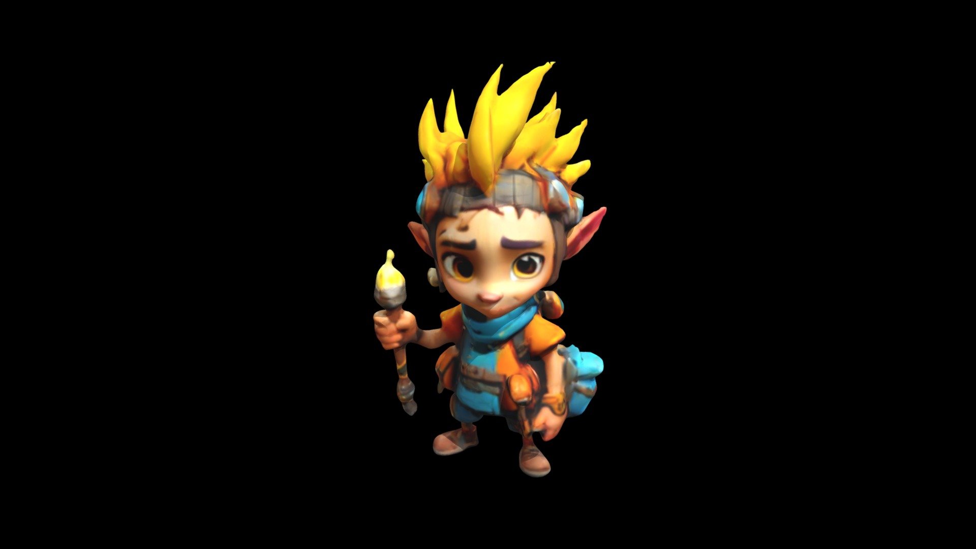 a cartoon character is holding a torch and a - Download Free 3D model ...