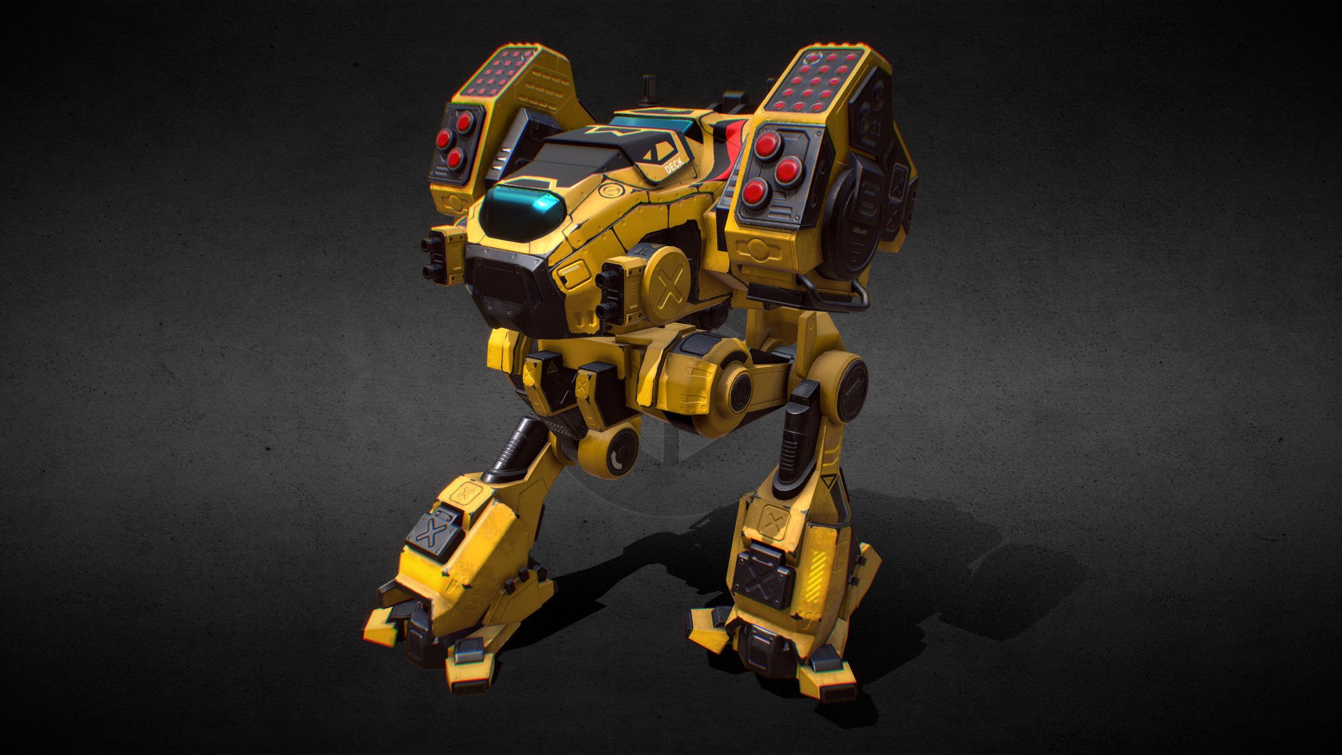Battle Mech v3 yellow - 3D model by Dmitrii_Kutsenko (@Dmitrii_Kutcenko ...