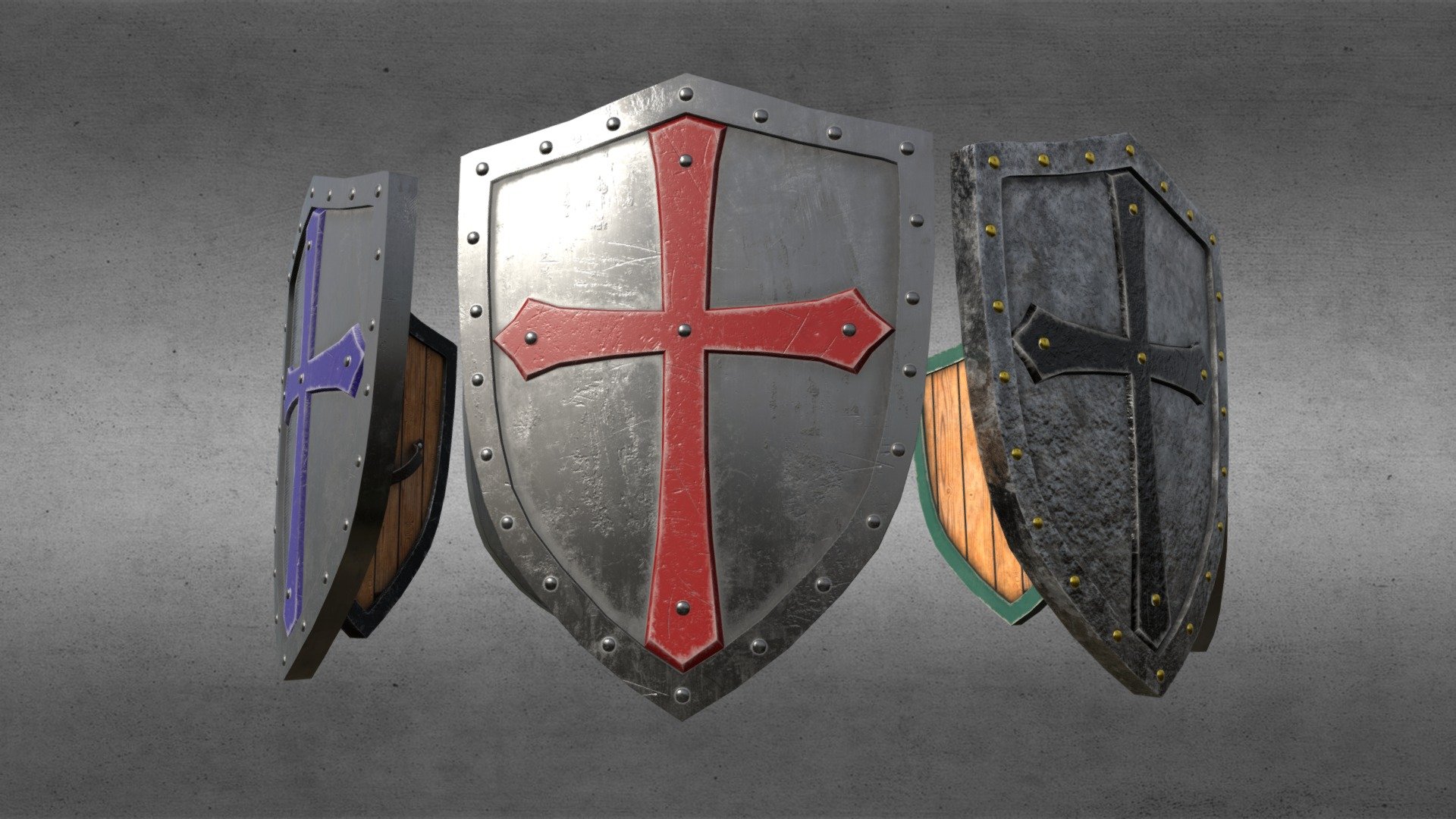 Knight Shield Pack - Download Free 3D model by Yahor Yurkavets (@Got2b ...