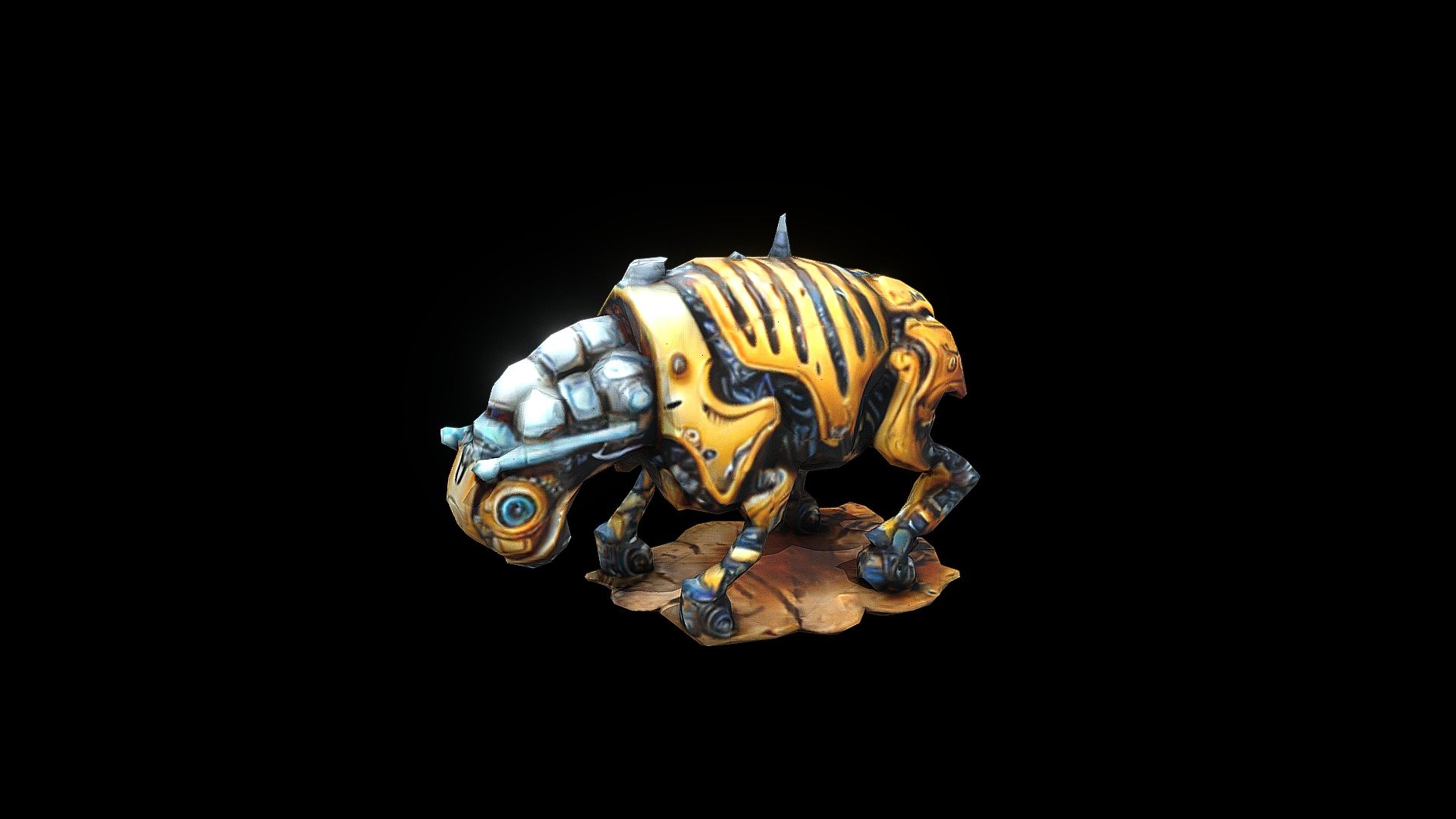 a painting of a robotic animal with a blue ey - Download Free 3D model ...