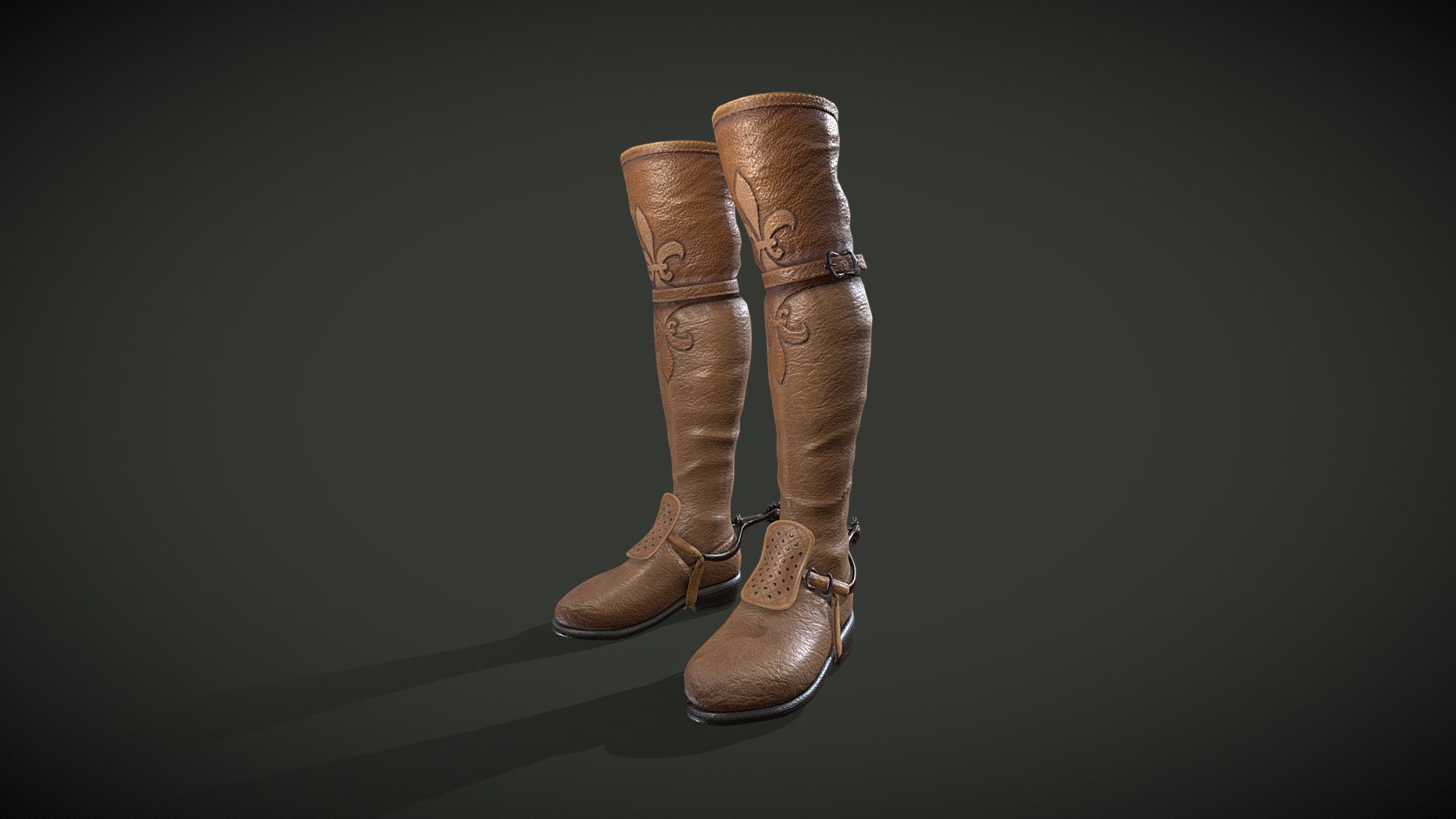 Renaissance Boots (Yellow Leather) with Spurs - Buy Royalty Free 3D ...