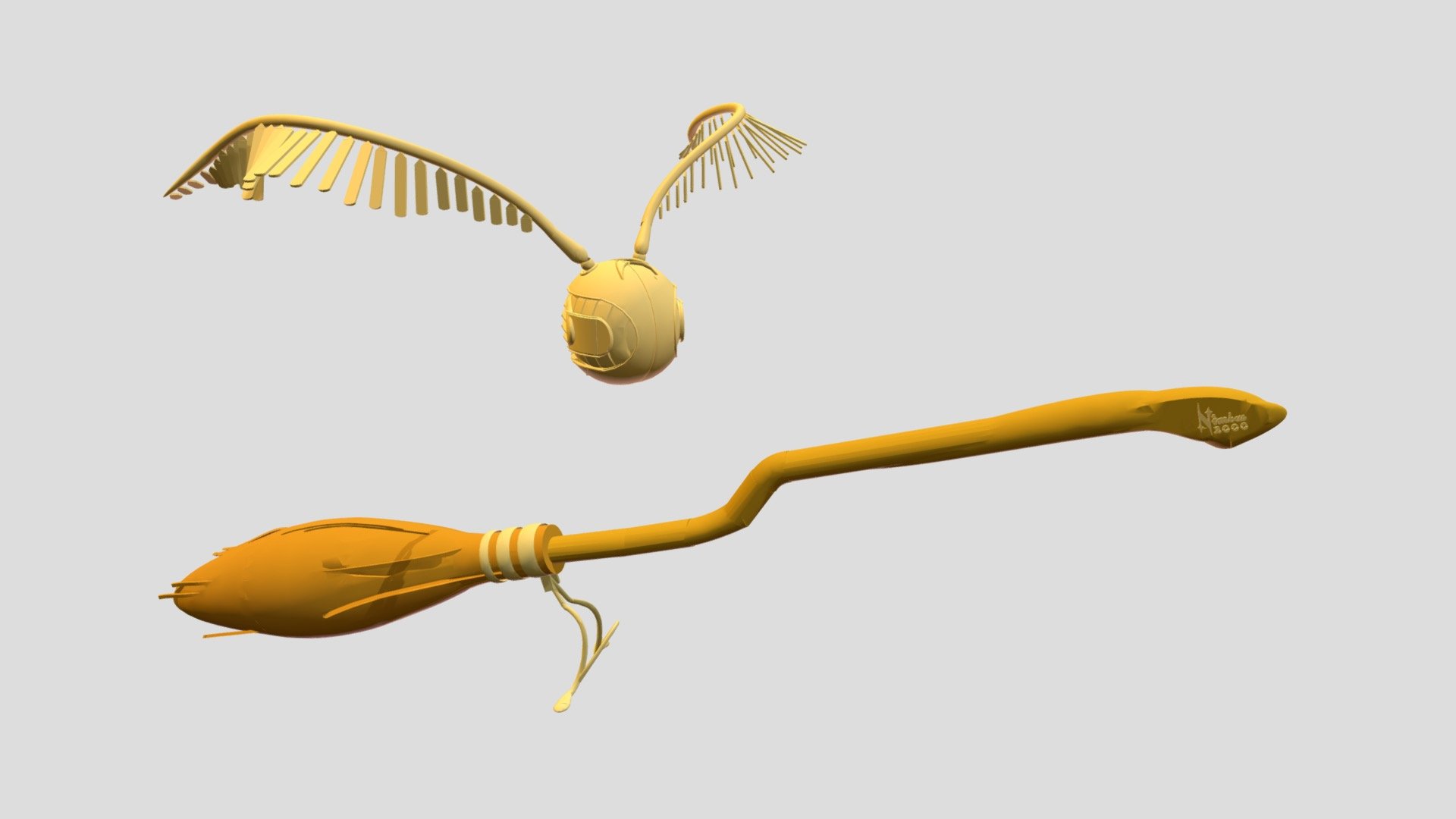 Nimbus2000 & Golden Snitch - 3D model by Robin0071 [155f9c8] - Sketchfab
