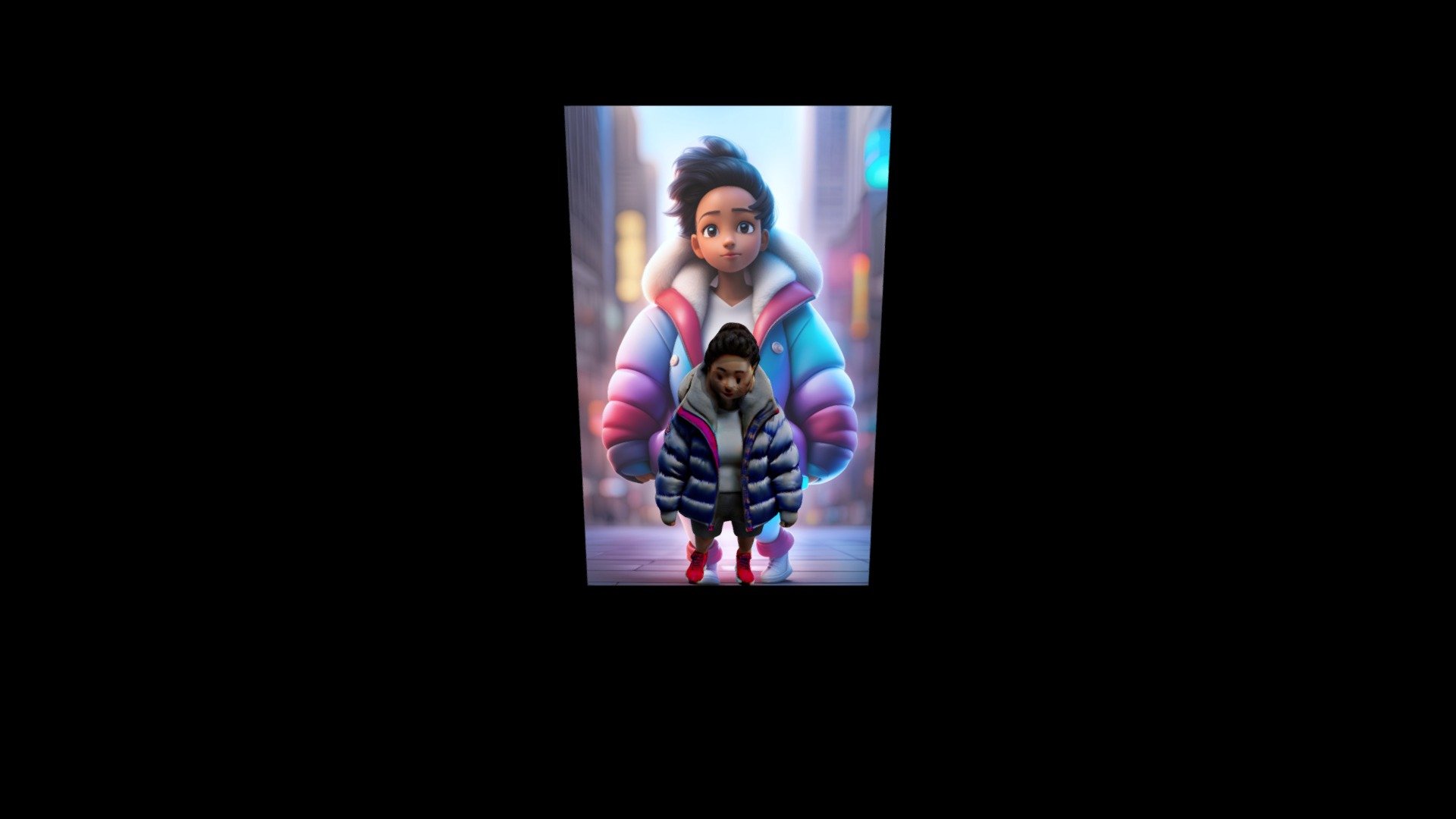 cartoon character of a woman in a colorful jacke - Download Free 3D ...