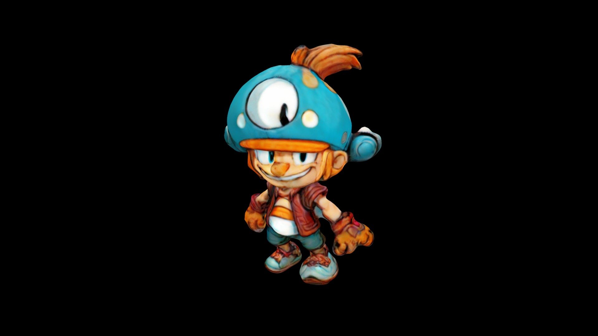 a blue character with a single eye wearing a hel - Download Free 3D ...