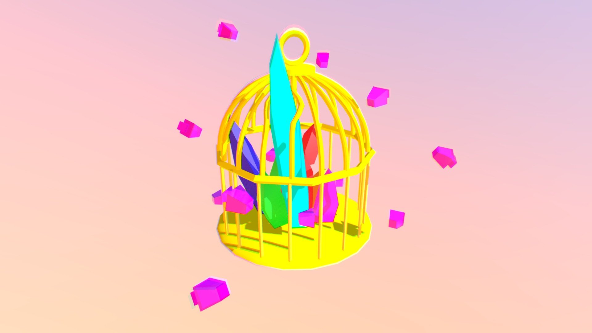 Low Poly Bird Cage and Diamonds - 3D model by Navis (@NavisSAE ...
