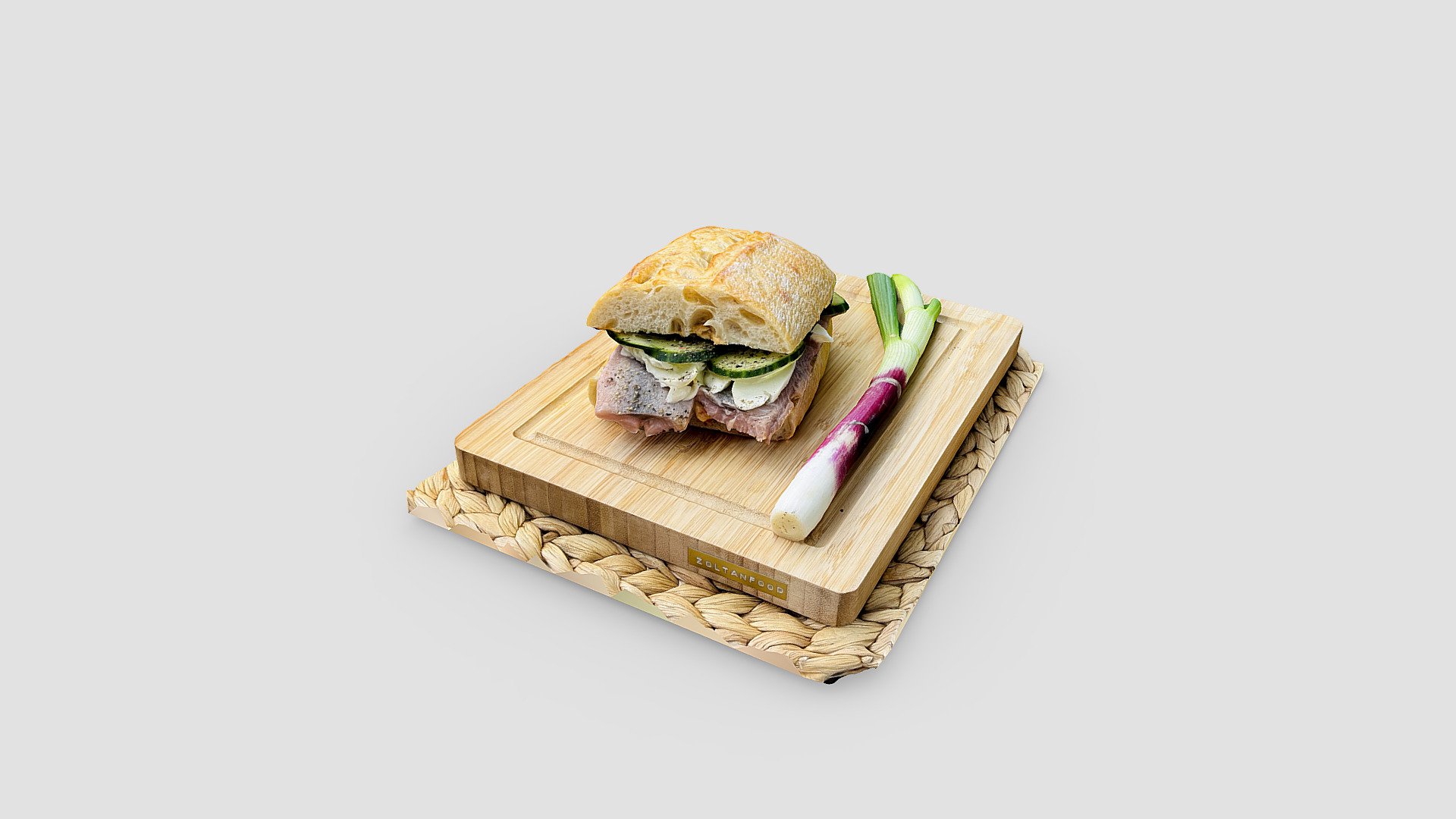 Fish sandwich and spring oinion - 3D model by Zoltanfood [158088d ...