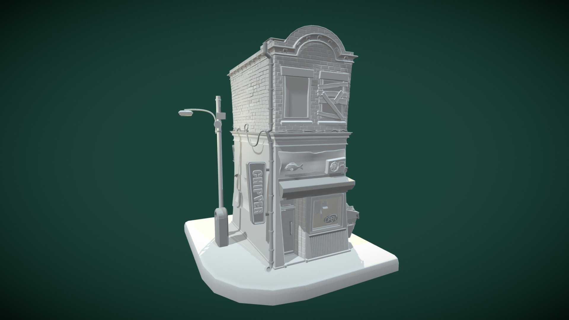 Chipper Model - Takeaway Fish and Chips Shop - 3D model by Lorna Welsh ...