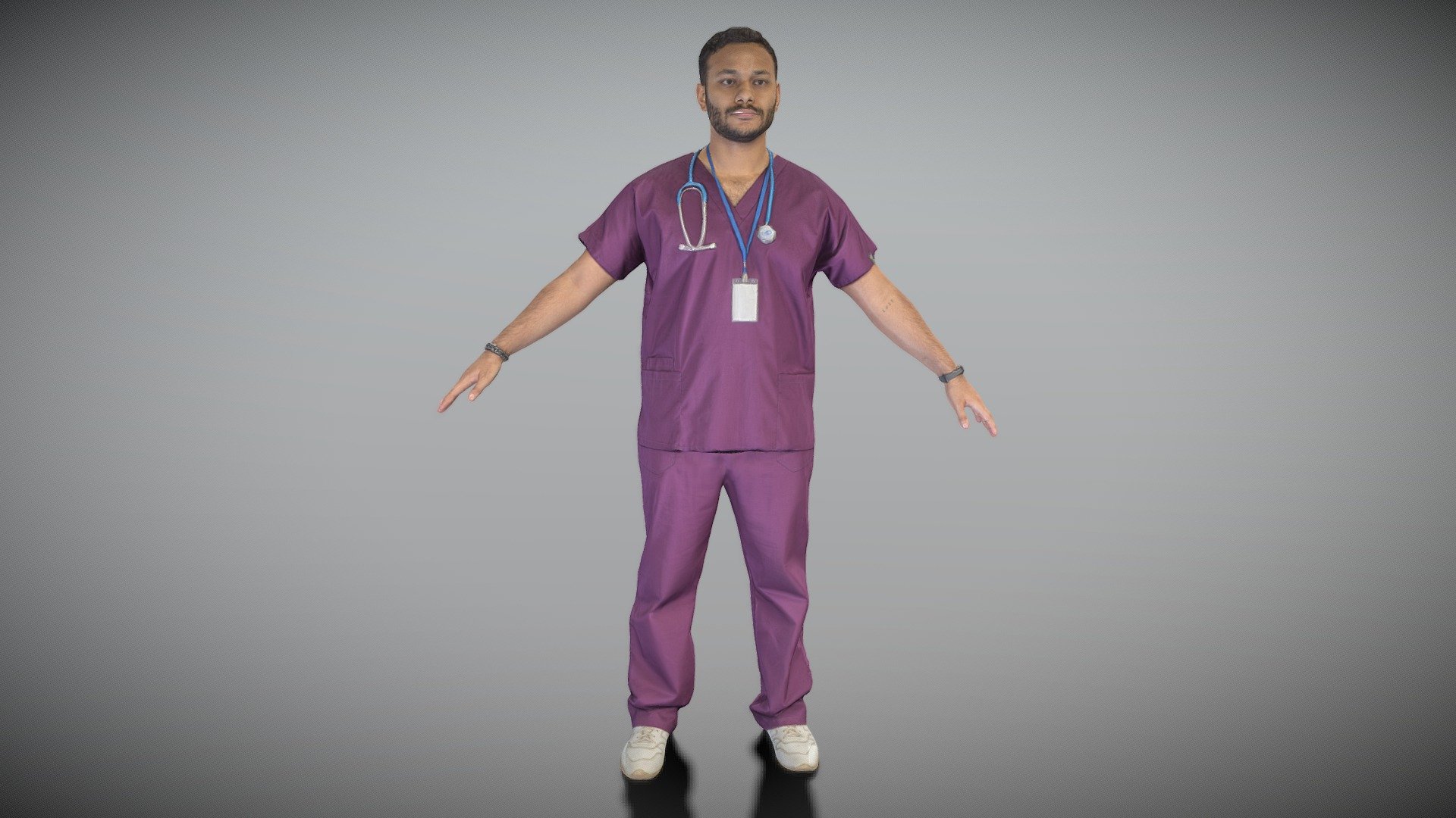 Male doctor in purple uniform in A-pose 299 - Buy Royalty Free 3D model ...