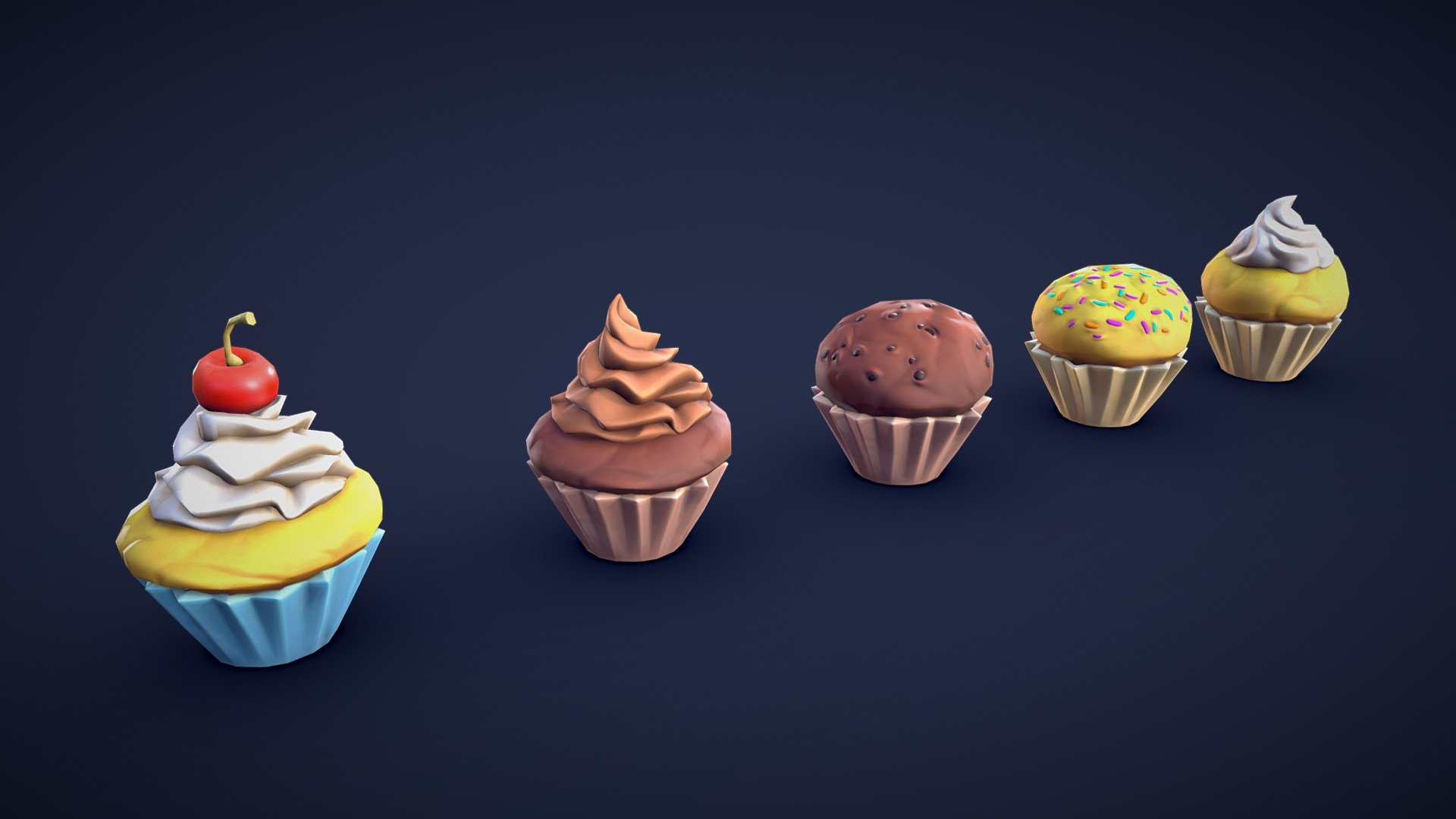 Stylized Cupcakes - Low Poly - Buy Royalty Free 3D model by LarkArt ...