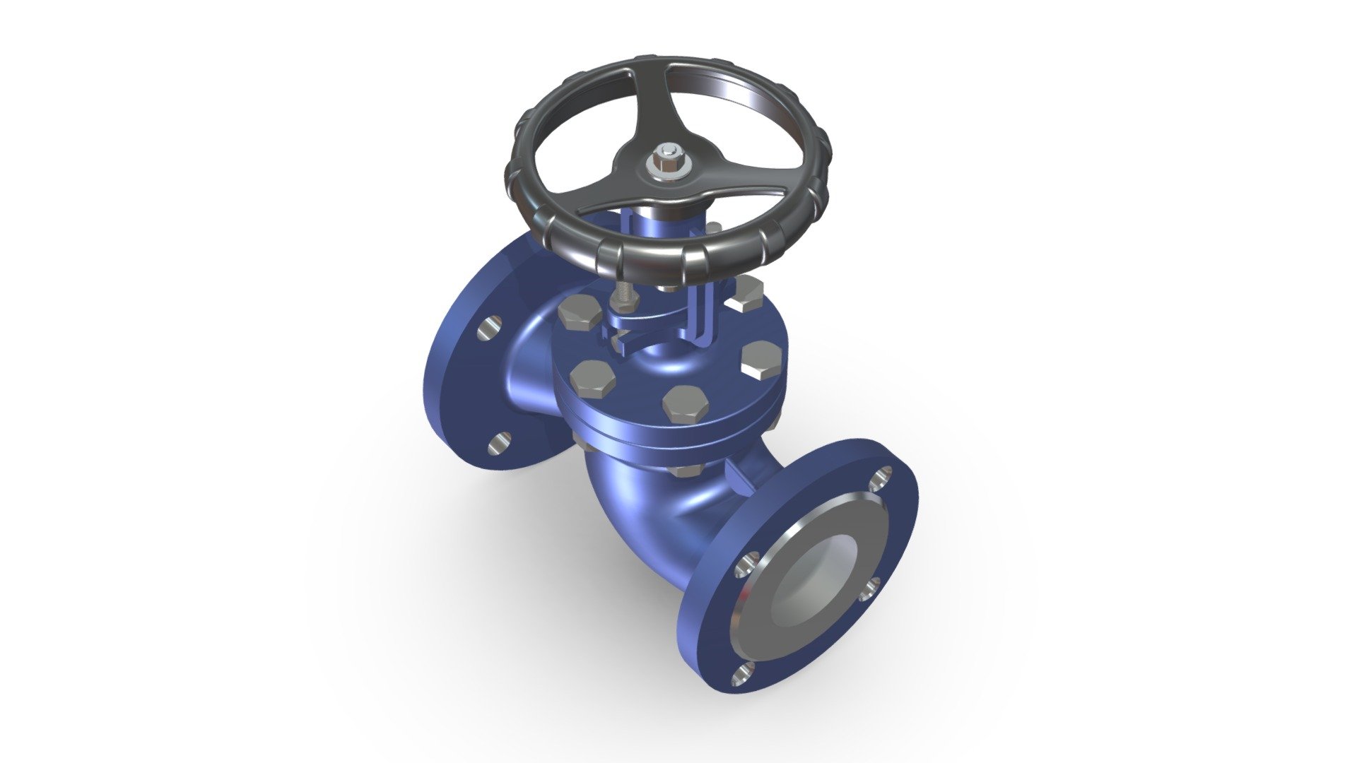 Globe Valve with DIN-EN flanges - 3D CAD model - 3D model by Freek de ...