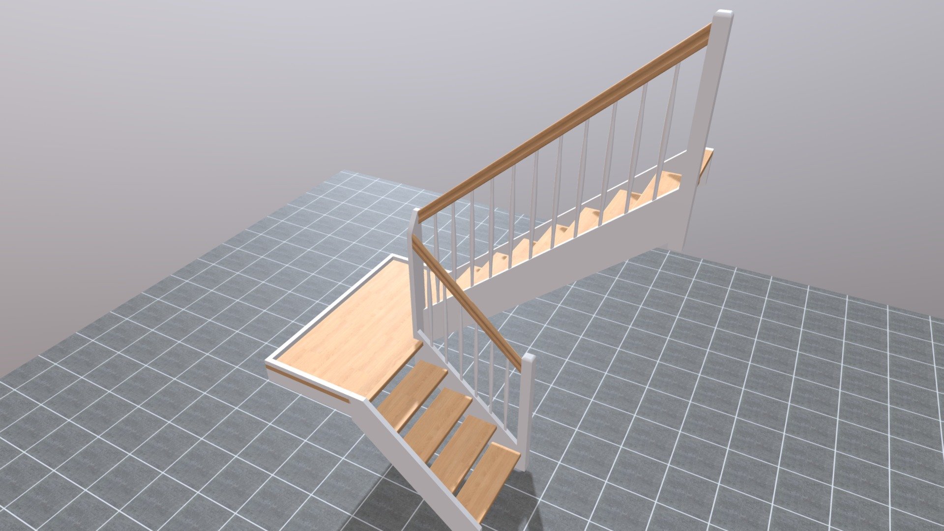 Standard Halvsvingstrappe m/repos - 3D model by Sindal Trappen ...