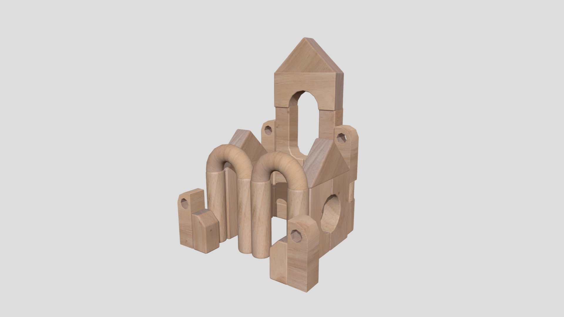 Wooden Block Castle - 3D model by humairashah [15c8d10] - Sketchfab