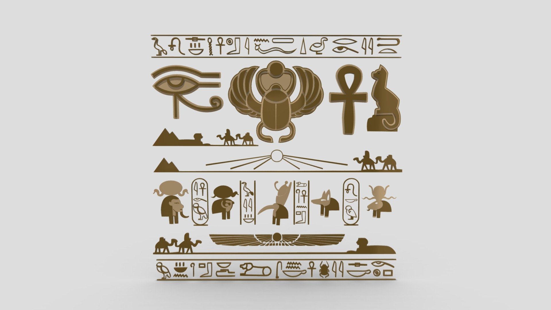Egyptian Symbols - 039 - Buy Royalty Free 3D model by Vertex - Egyptian ...
