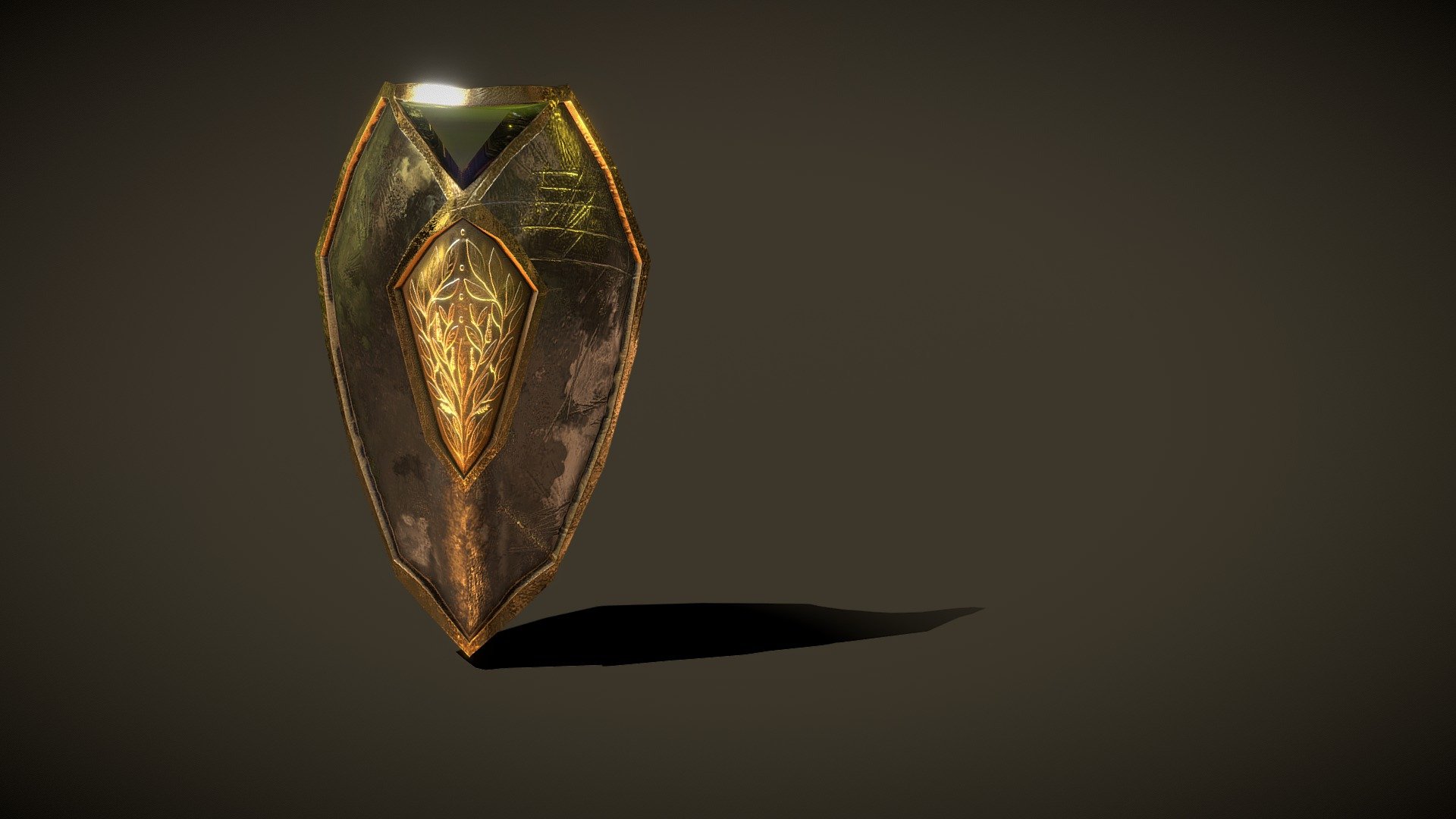 Elven/Medieval SHIELD with Engravings and Gem - 3D model by Sliceo ...