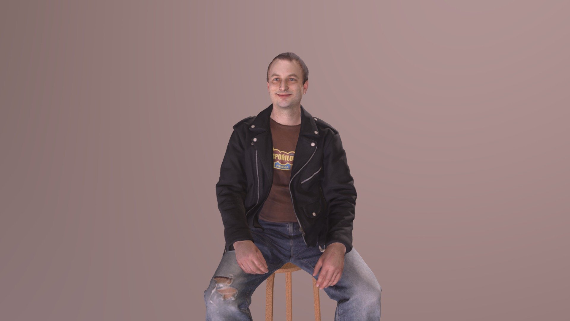 Casual Sitting Man Punk Rocker Leather Victory - Buy Royalty Free 3D ...