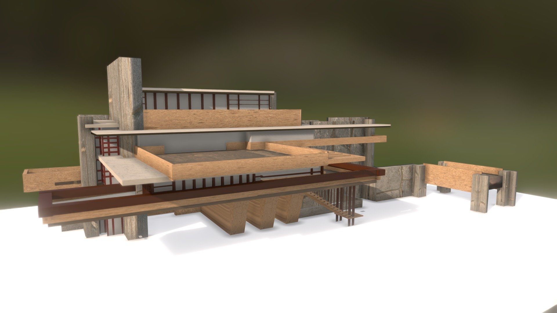 Fallingwater 3D Model - Rayan - 3D model by R4yan [1632385] - Sketchfab