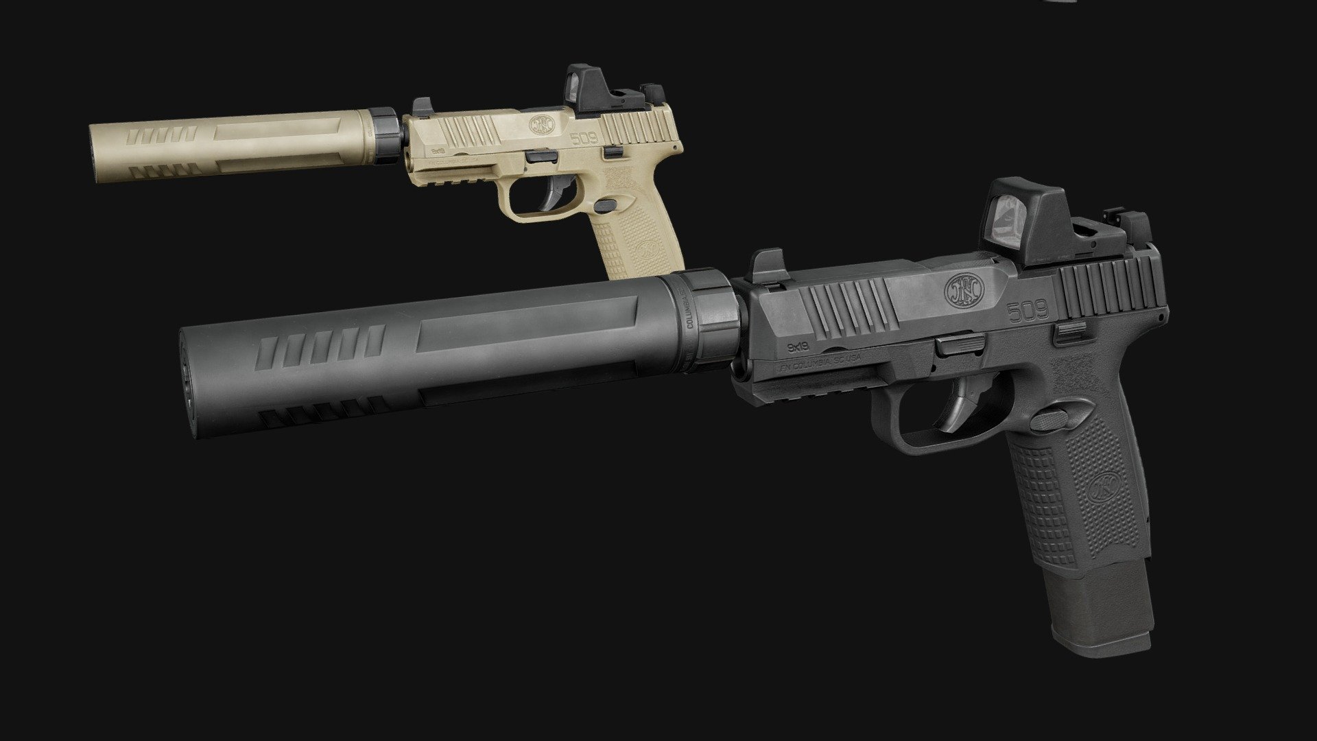 FN 509 Tactical Game-ready - 3D model by Volure3d [163dfb8] - Sketchfab