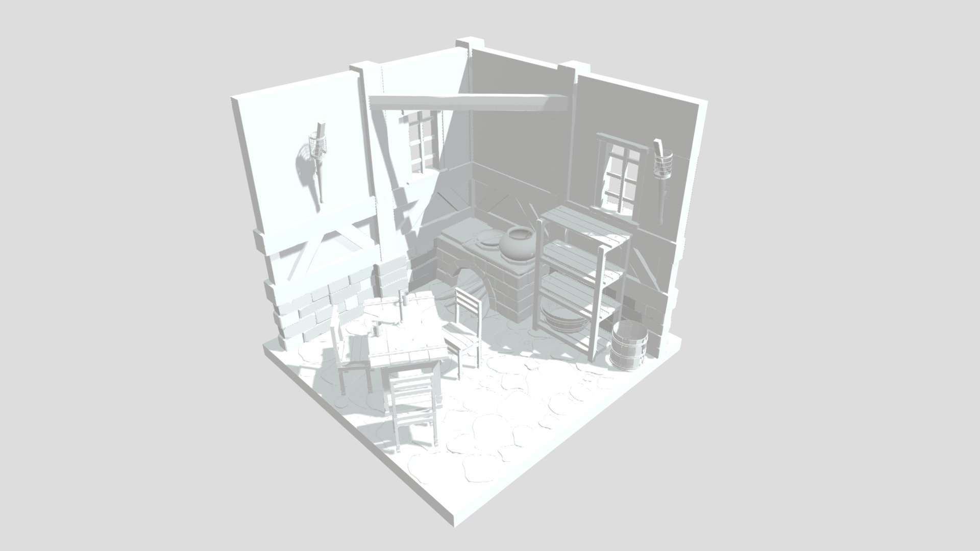 Kitchen Medieval style Models (no textures) - Download Free 3D model by ...