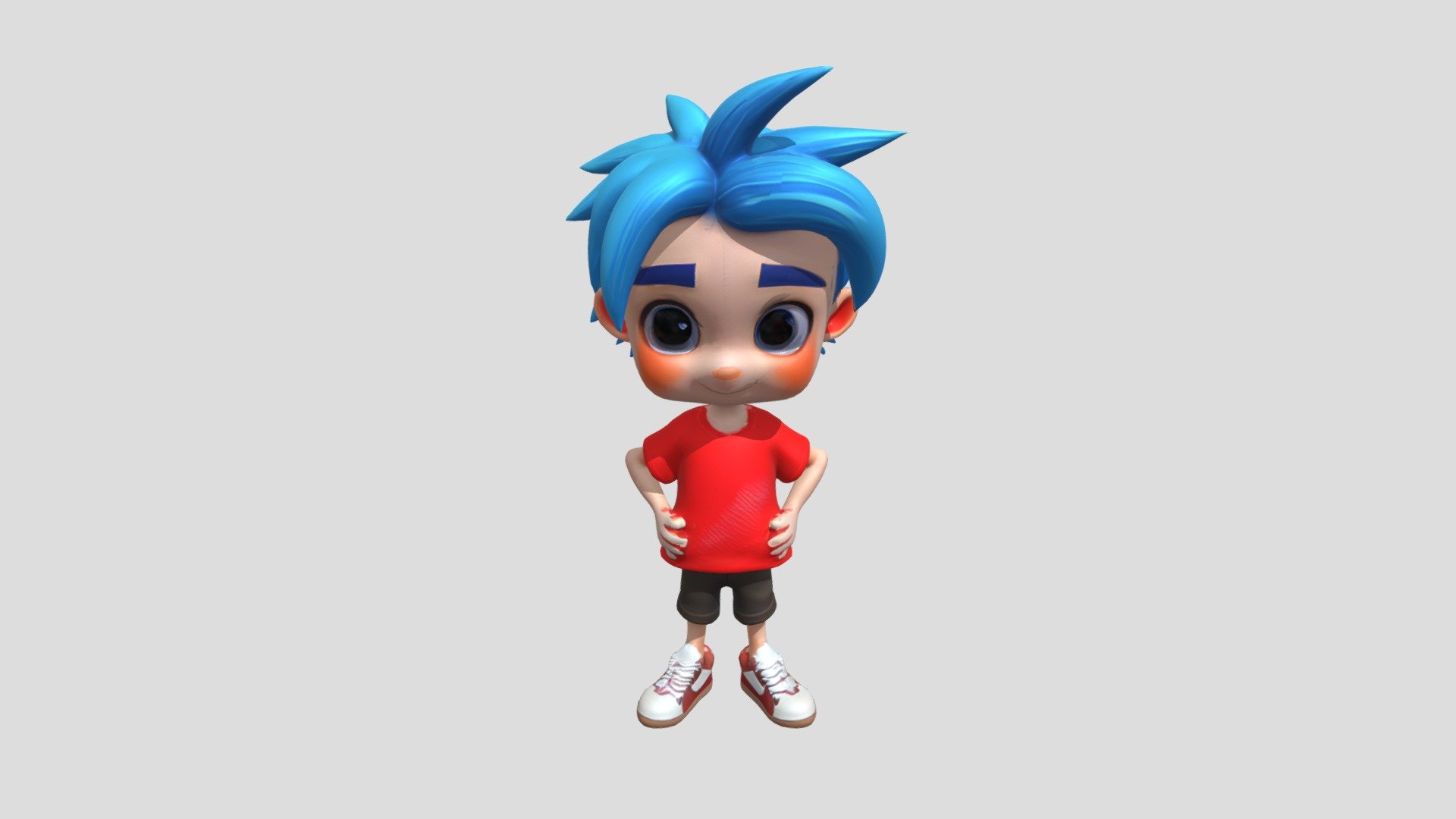 animated blue-haired child character - 3D model by Team King Khan ...