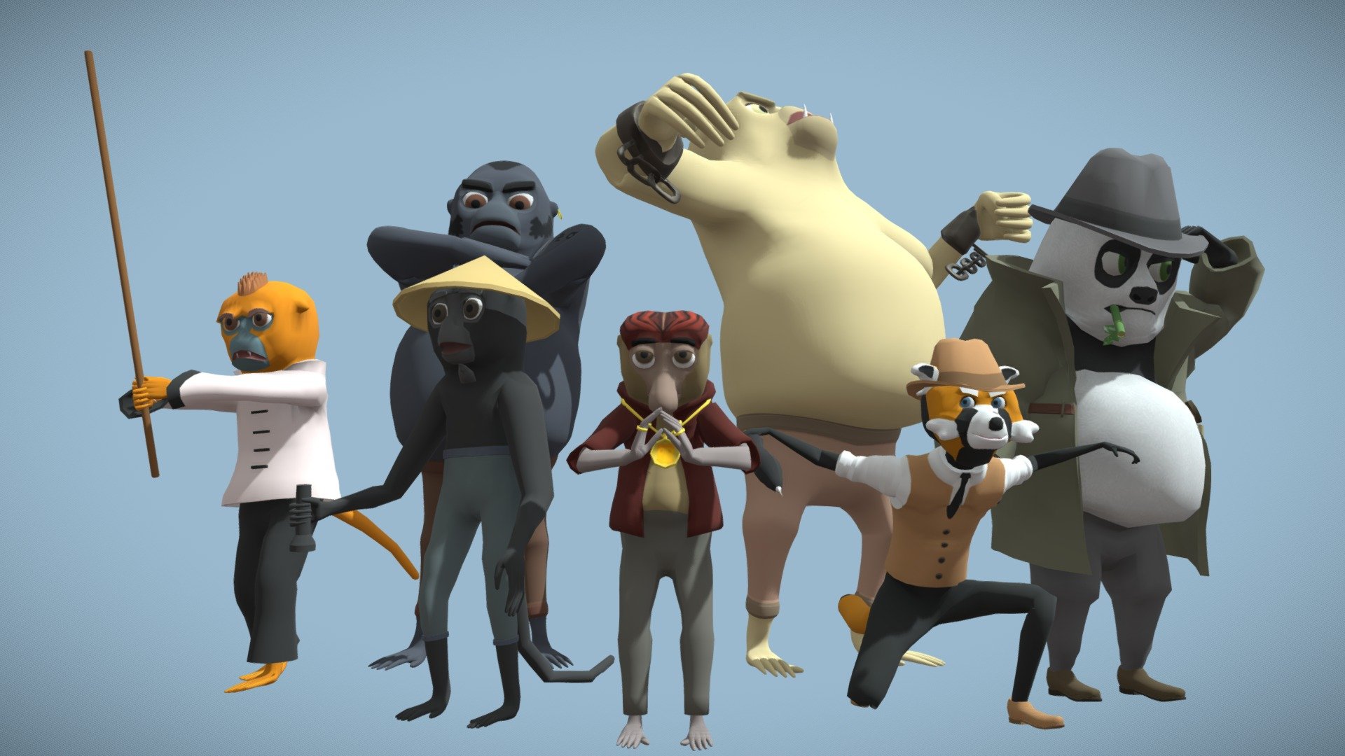 Toon Monkey-Panda Character Set - Buy Royalty Free 3D model by ...